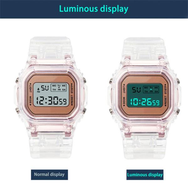 Cheap Sports Watch With Small Square Transparent Strap Waterproof ...