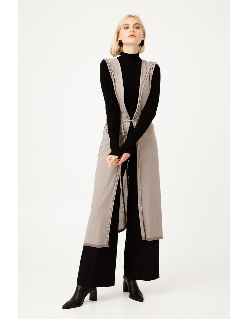 Buy Women Hooded Long Vest Sleeveless Open Front with Belt for Daily ...