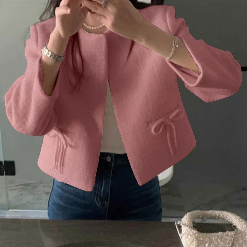 ZANZEA Women Autumn Crew Neck Long Sleeve Tie Pocket Cardigans – buy at ...