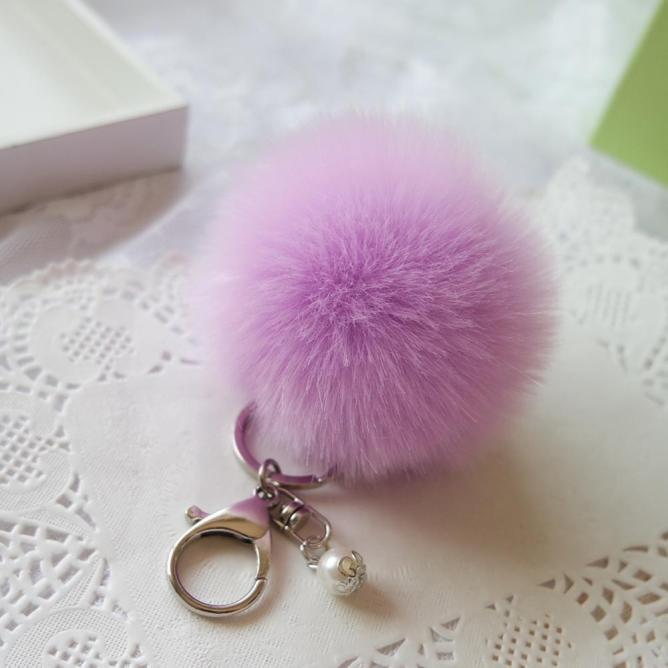 Buy Faux Rabbit Fur Ball Keychain Bag Plush Car Key Ring Car Key ...
