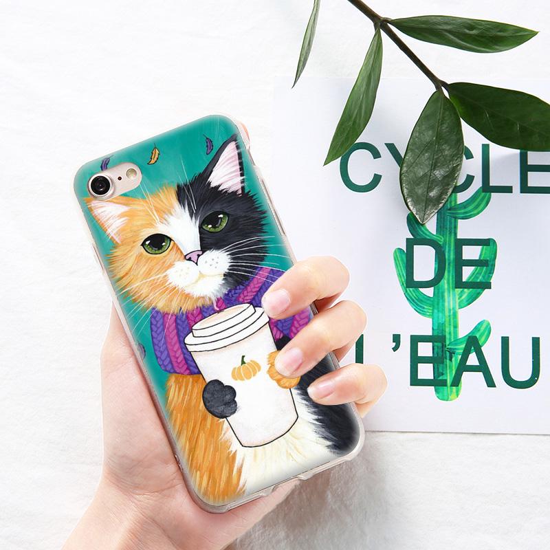 Buy Cute Cat Phone Case for IPhone X 8 8 Plus Samsung S8 Note 8 S9 ...