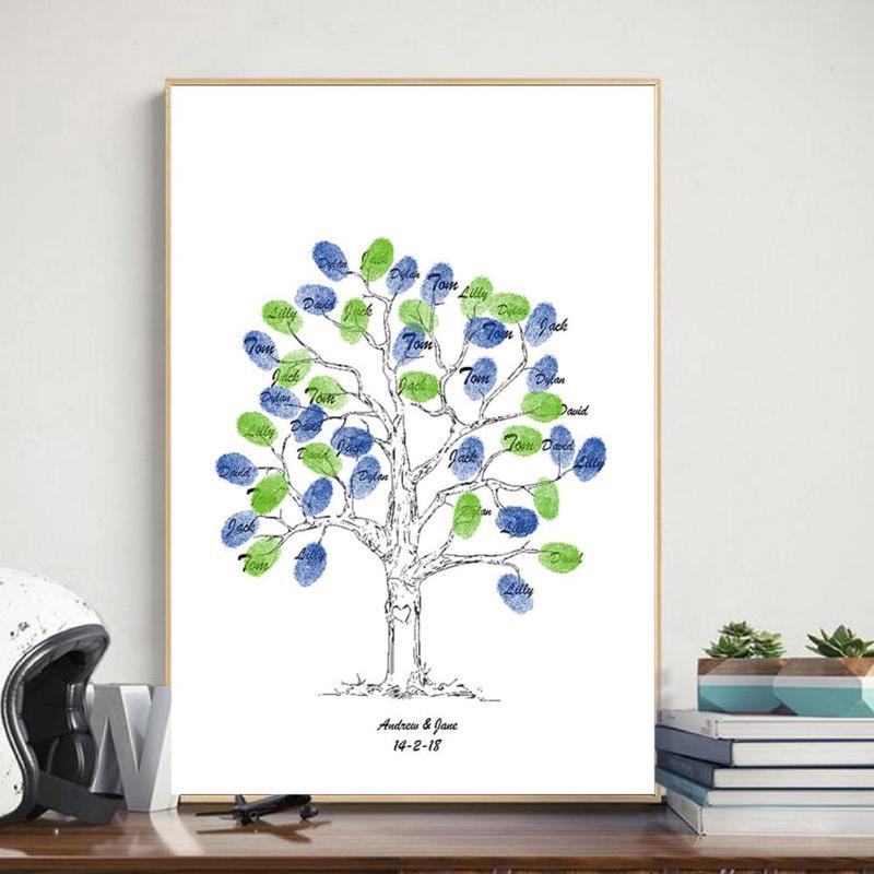 Buy Creative DIY Guest Signature Book Sign-in Canvas Tree Fingerprints ...