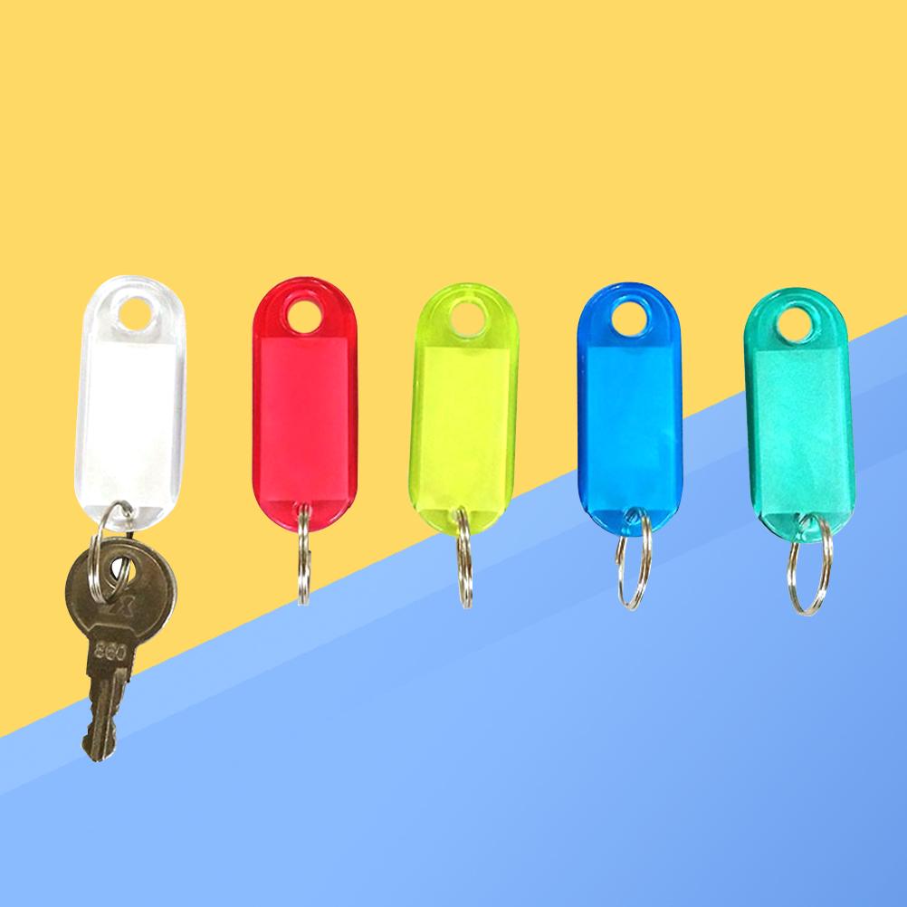 Buy 50pcs Assorted Color Plastic Key Tags Luggage ID Labels with Spilt ...