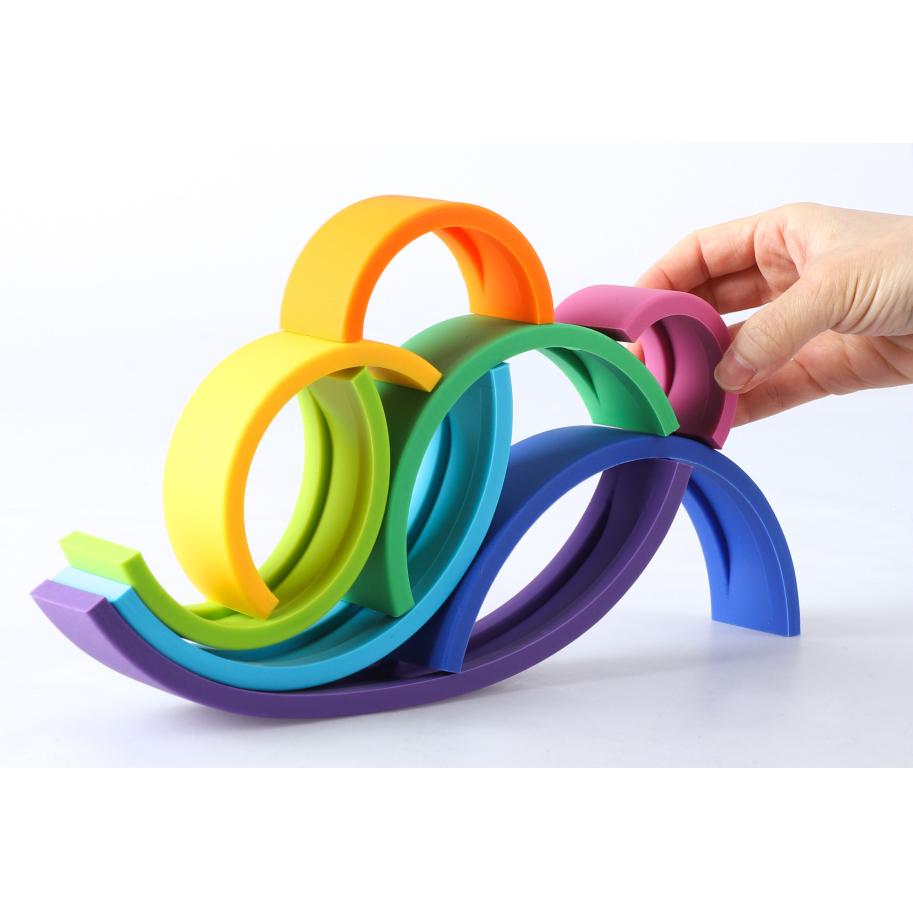 10 Layers Silicone Rainbow Stacker Puzzle - Baby Stacking Toy Building ...