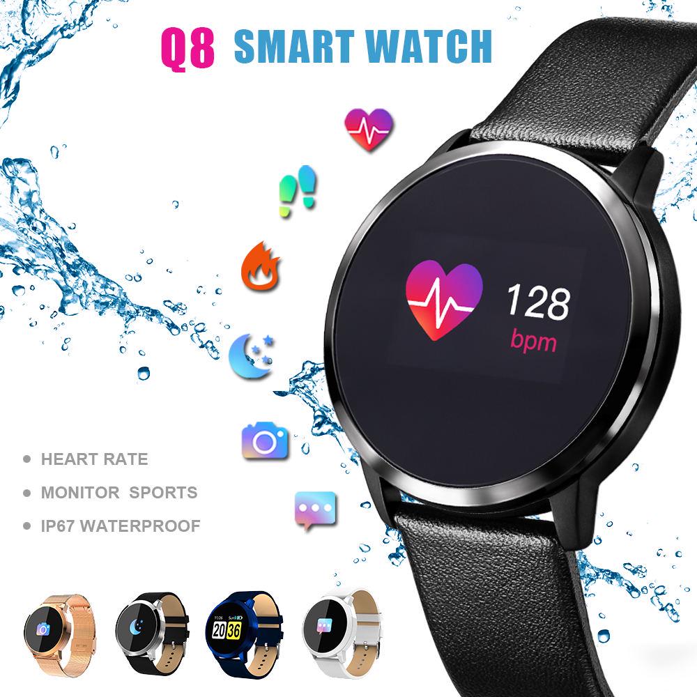 Buy Q8 Fitness Tracker OLED Color Screen Heart Rate Monitor Wristband ...