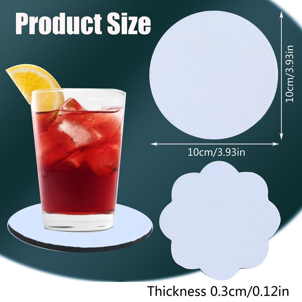 Blank Heat Transfer Cup Mat Rubber Coaster-Including 6 Round uygun ...