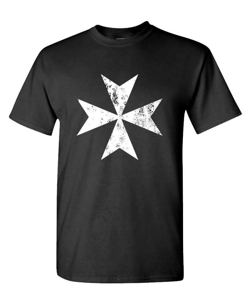 Maltese Cross Distressed Malta Christian Cotton Funny T Shirt Plus Size ...