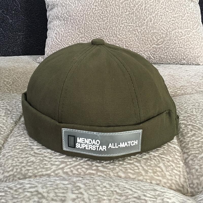 Buy Brimless hat men's and women's round top melon skin hat Korean ...