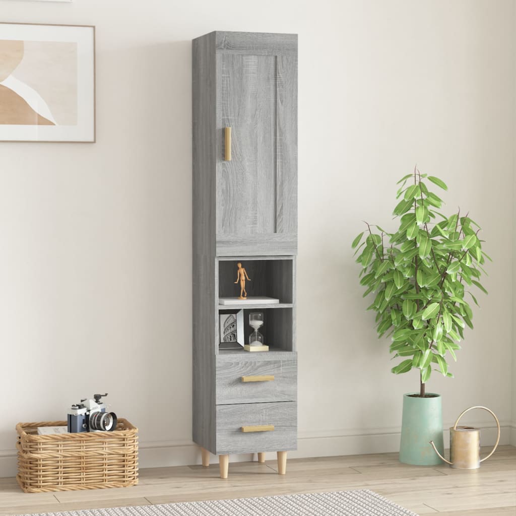 Buy Highboard Grey Sonoma 35x34x180 Cm Engineered Wood at affordable ...