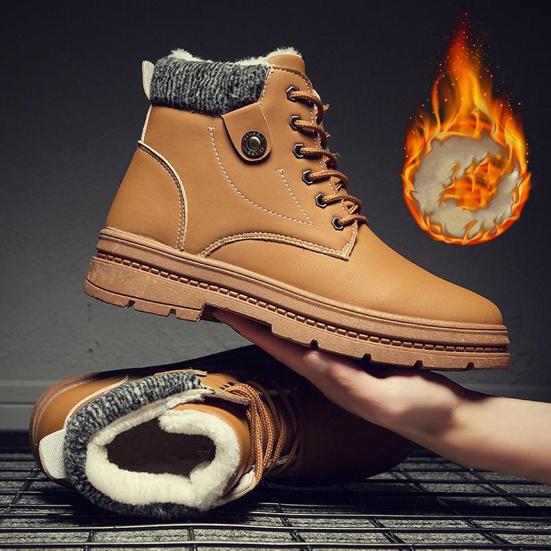 Buy Warm Snow Boots Men's Plus Velvet Outdoor Cold Boots High To Help ...