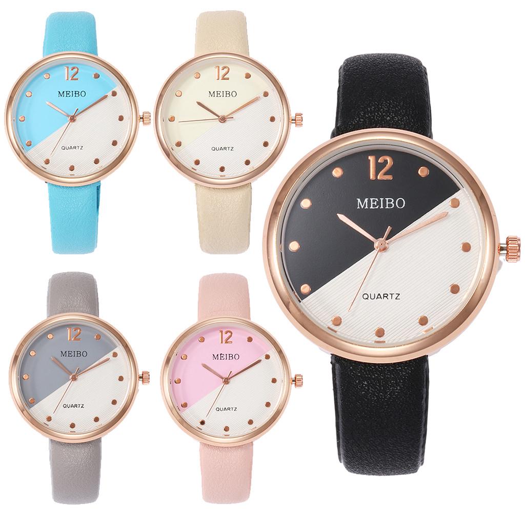 Buy MEIBO Women's Casual Quartz Leather Band Strap Watch Analog Wrist ...