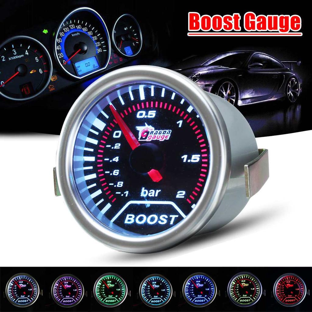 12V 2 Inch 52mm 7 Color LED Turbo Boost Car LED Gauge Gauge Vacuum ...