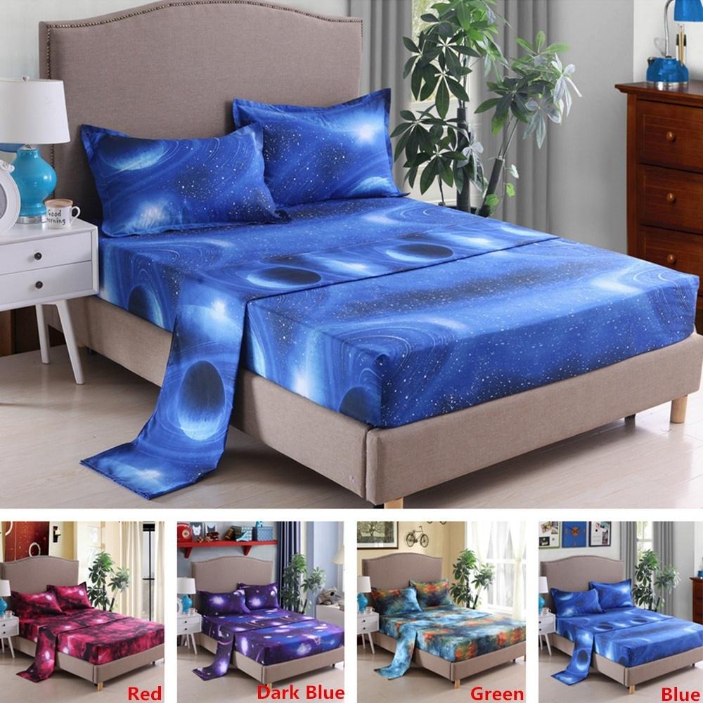 Buy 3/4pcs 3D Galaxy Bedding Sets Universe Outer Space Flat Sheet ...