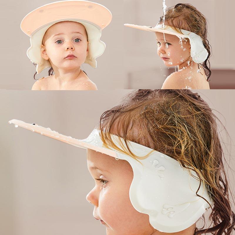 Buy Baby Shower Soft Cap Adjustable Hair Wash Hat for Kids Ear ...