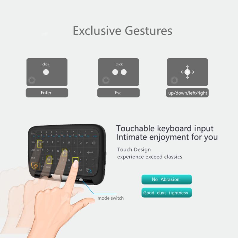 H18 Wireless Keyboard Air Mouse Full Touchpad 2.4GHz For Smart TV Box ...