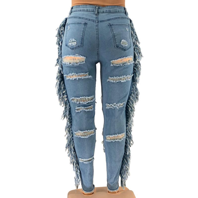 Buy Ripped Tassel Trendy Plus Size Women's Jeans XL-5XL at affordable ...