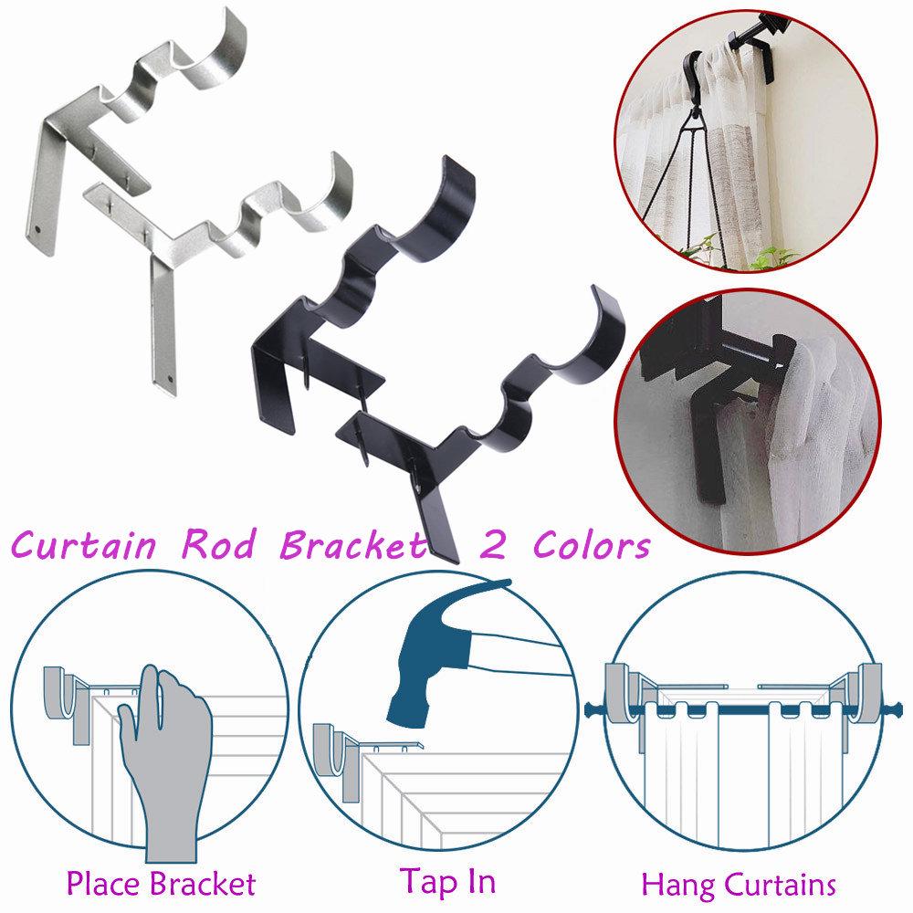 Buy Hang Double Center Support Curtain Rod Bracket Into Window Frame ...