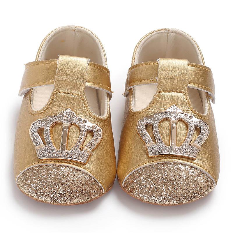 Buy Baby Shoes Pink Crown Princess Baby Girl Shoes Cotton PU Leather ...