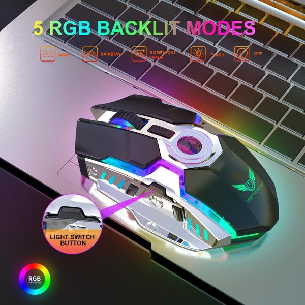 Buy 2.4GHz Wireless Gaming Mouse 2400DPI Optical Sensor RGB Lighting 7 ...