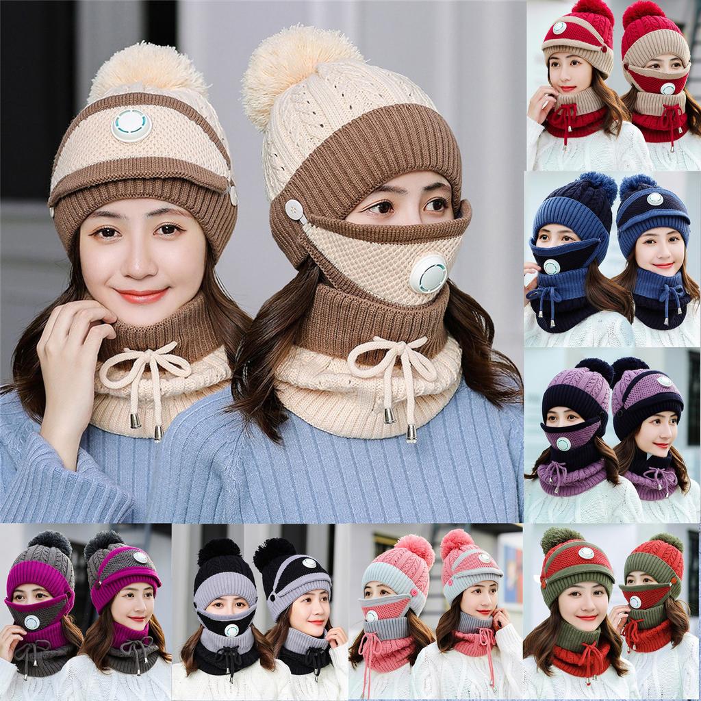 Buy Patricia 3PCS Womens Winter Scarf Set Thickend Knitted Hat Scarf ...