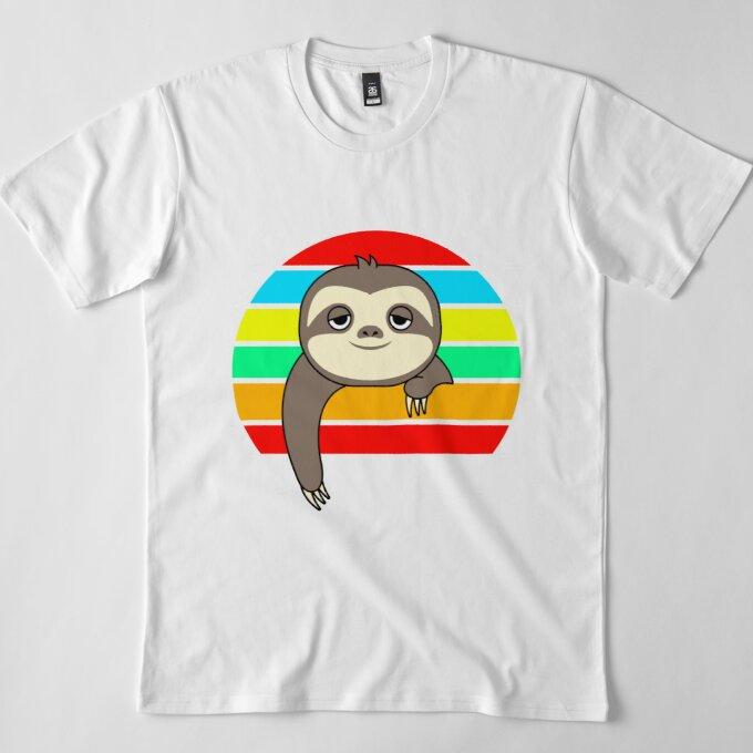 Buy Men Premium Cotton T-Shirt Sloth Sunset Print Tees Funny Harajuku ...