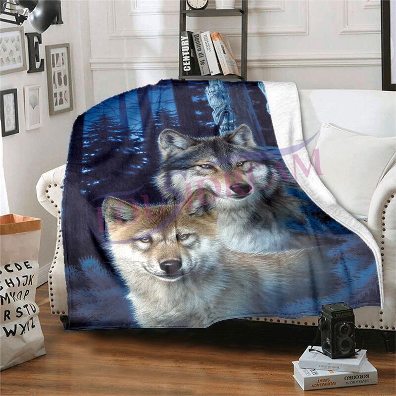 Buy Wolf Blanket Print Plush Quilt Adult Home Office Sofa Travel Warm ...