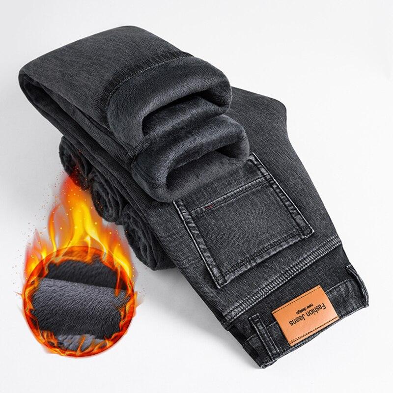 Buy 2021 Winter New Men 'S Plus Velvet Thick Warm Jeans Classic Fashion ...