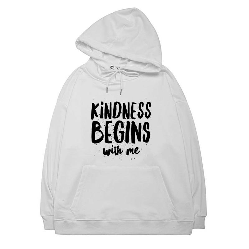 Buy Autumn Kindness Begins With Me Kind Saying Print Unisex White ...