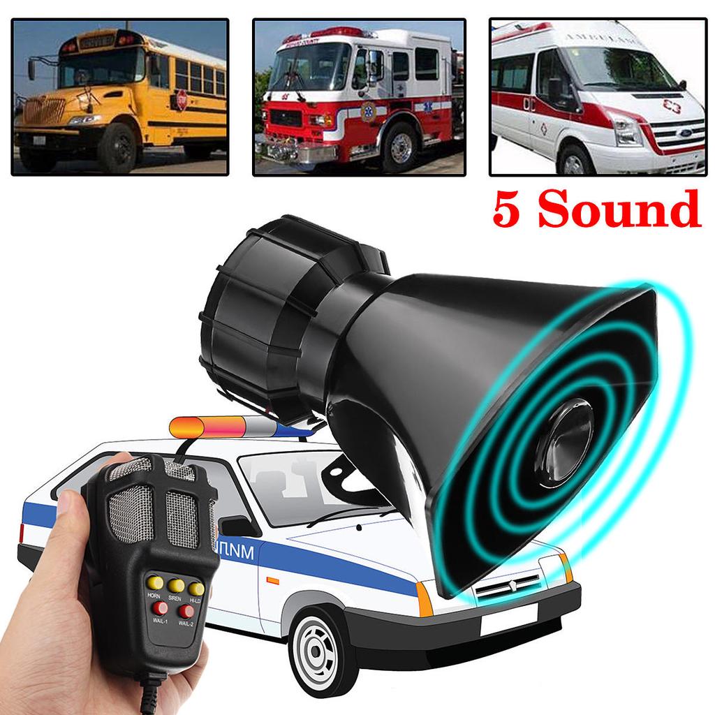Buy 100W Car Warning Alarm 5 Sound Loudly Police Fire Siren Horn PA ...