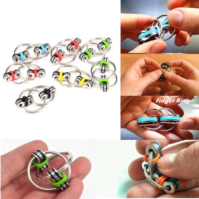 Buy Key Ring Hand Finger Spinner Fidget Ceramic Tri Spinner Edc Toy ...
