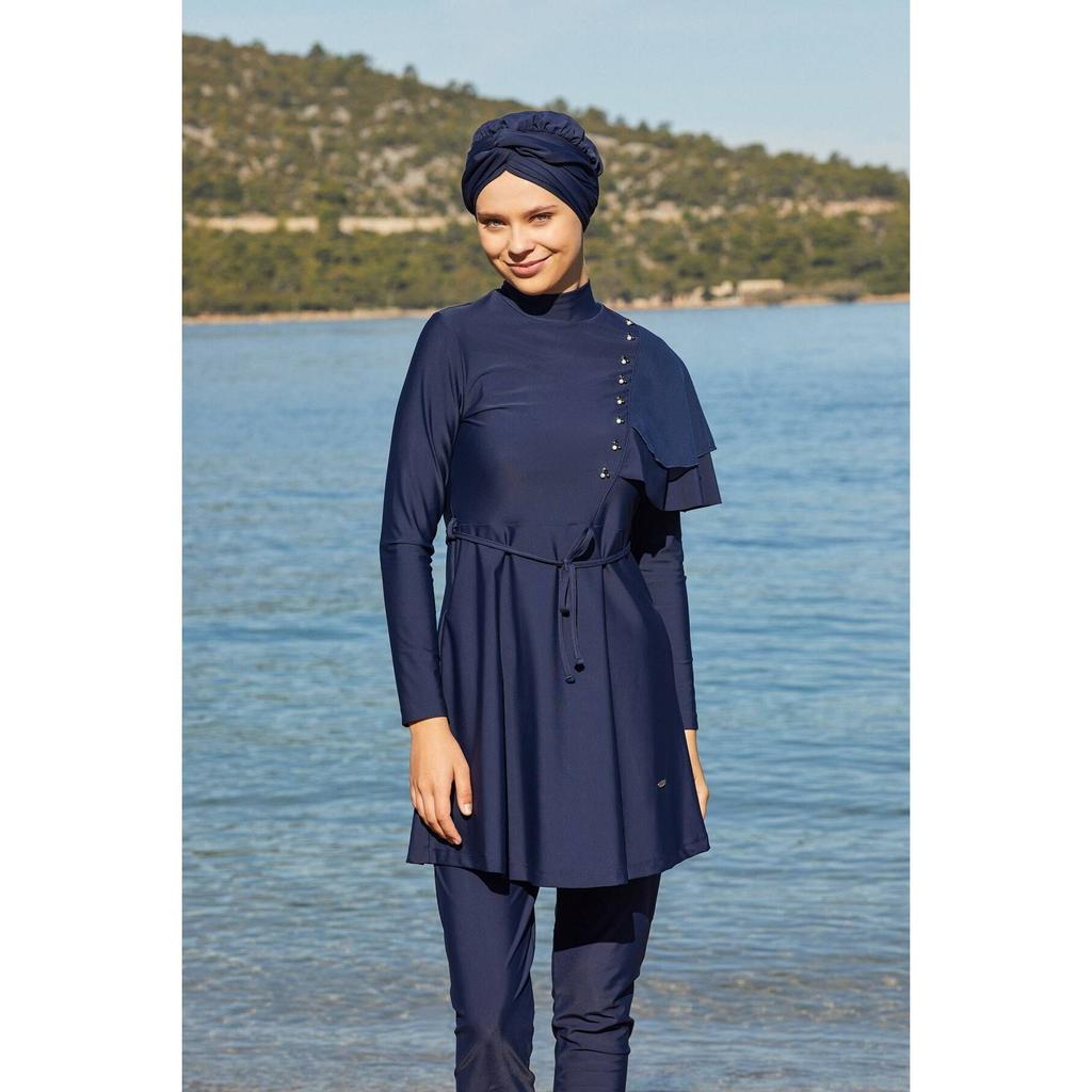 Satın Alın Modest Muslim Swimwear Burkini Islamic Swimsuit Lycra Dark