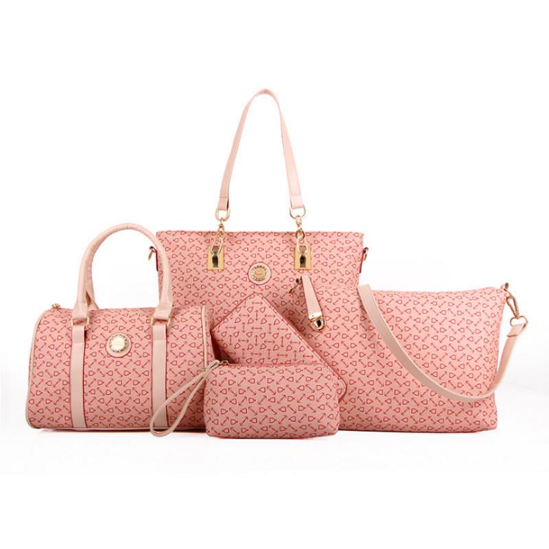 Buy 5Pcs/set Women PU Leather Evening Handbag Shoulder Bag Purse Tote ...