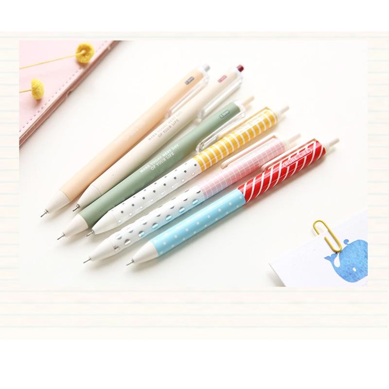 6pcs Pure Life Gel Pen Simple Click Type 0.5mm Black Color Pens for ...