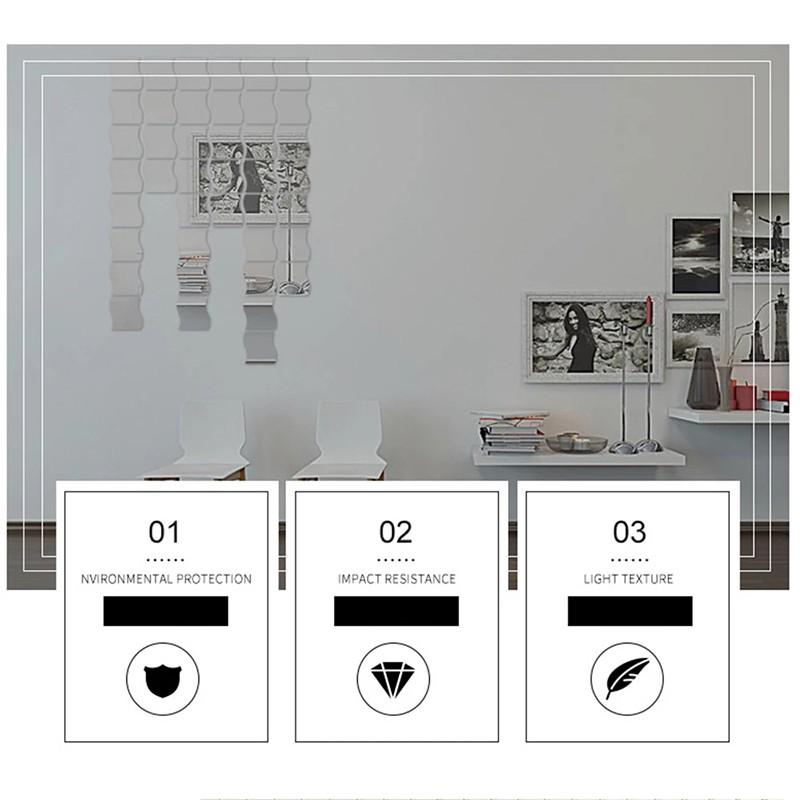 Buy Waterproof Removable Mirror Tile Wall Sticker Self Adhesive Bedroom ...