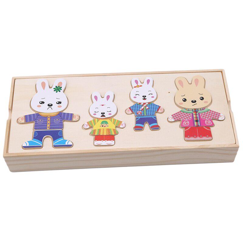 Buy Cartoons Stereo Puzzle Wooden Rabbit Puzzle Toy Three-dimensional ...