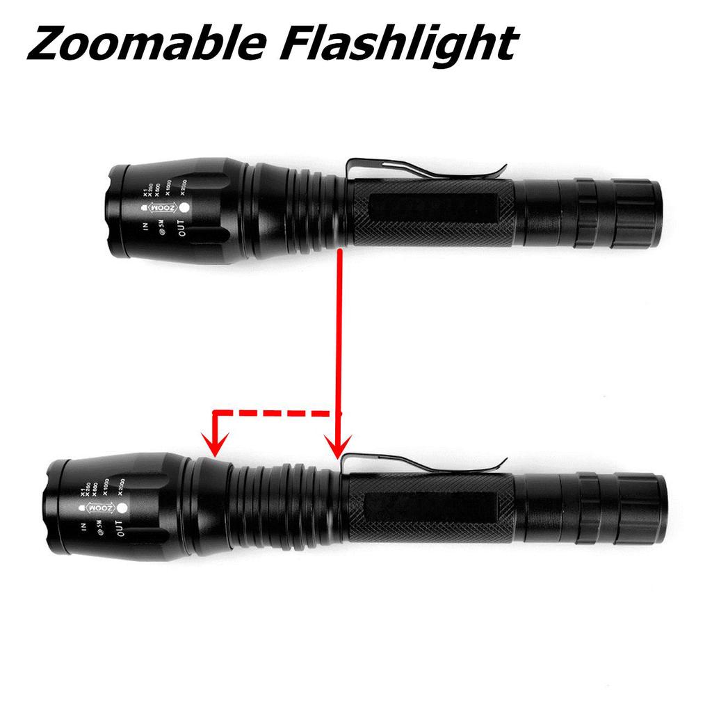 LED Zoomable Flashlight Ultrafire 2200lm T6 LED Zoomable Focus ...
