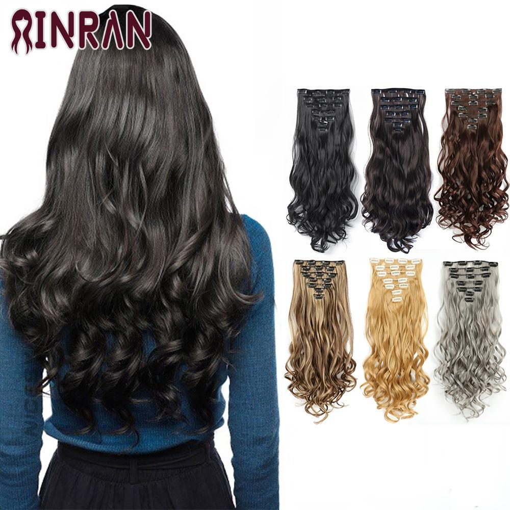Buy XINRAN 7Pcs/Set 22 Inches Long Wavy Hairpiece 16 Clips In False ...