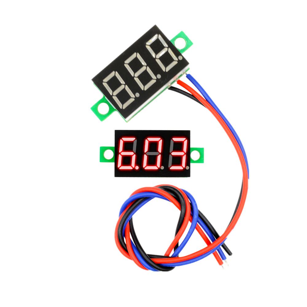 Buy 3 Wires 0.36 Inch DC 0-30V Red LED Panel Voltage Meter 3-Digital ...