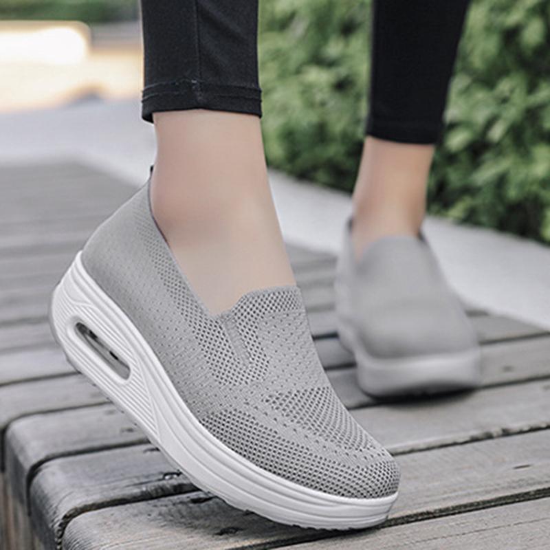 Buy Women Lazy Shoes Fly Woven Mesh Breathable Casual Thick-Soled Air ...