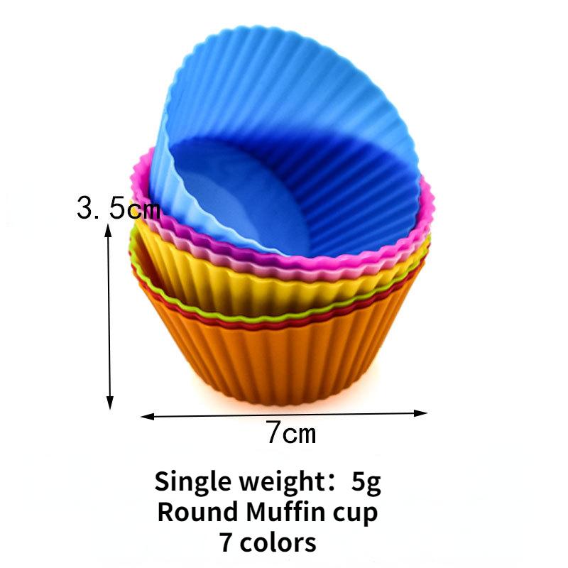 Buy 7cm Muffin Cup Round Heart Square Rose Silicone Cake Cup Baking ...