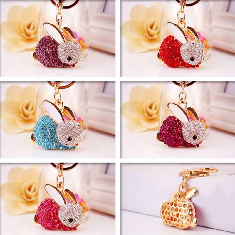 Buy Cute Rhinestone Big Ears Rabbit Key Chain Keychain Ladies Bags ...