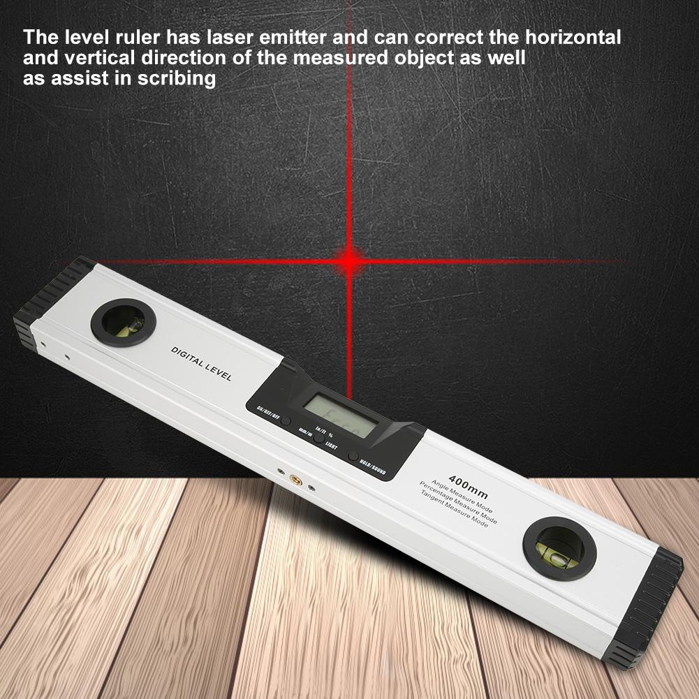 400mm Digital Backlight Laser Level Ruler Horizontal Vertical Bubble ...