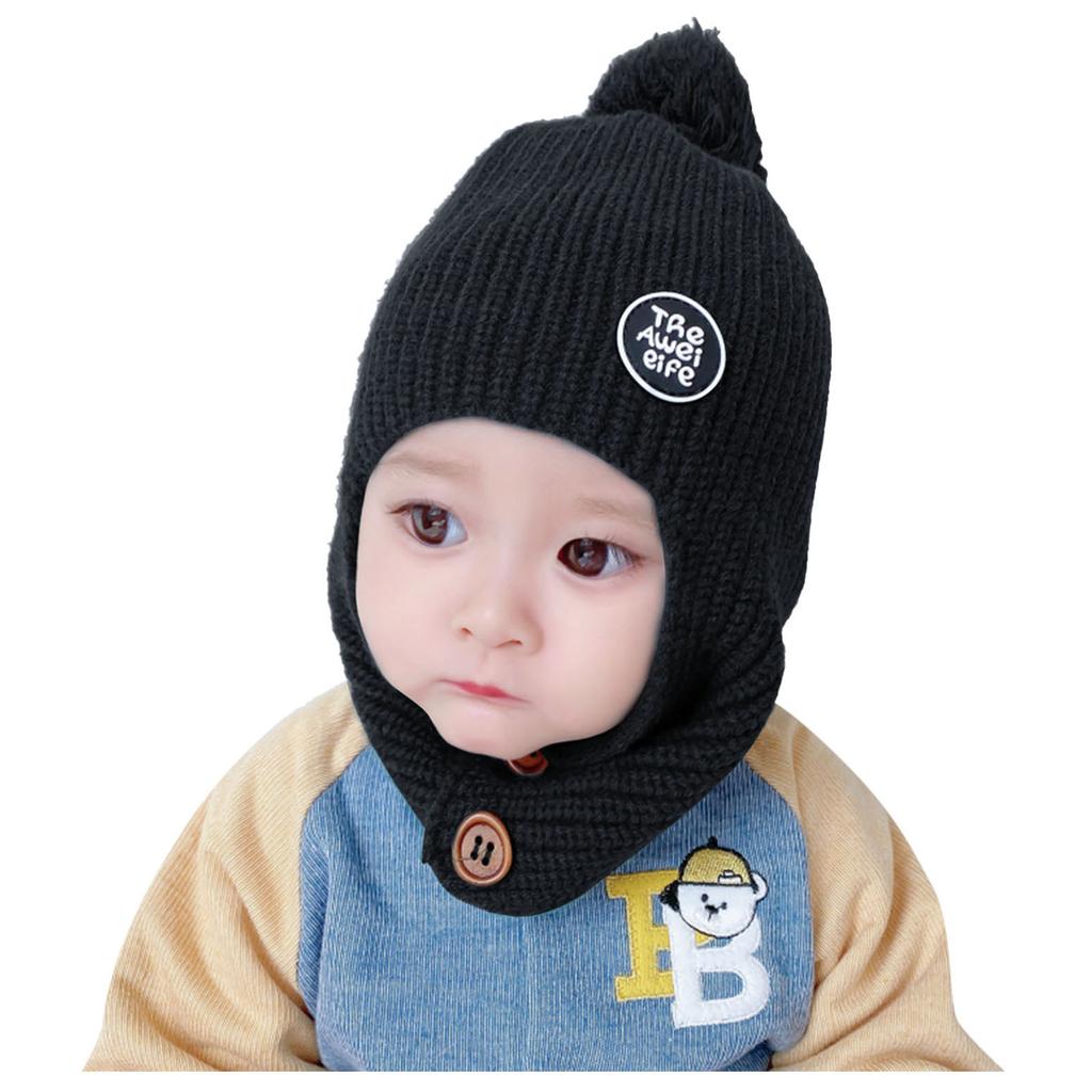 [YZ] Newborn Baby Boys Girls Winter Solid Cute Villus Keep Warm Earflap ...