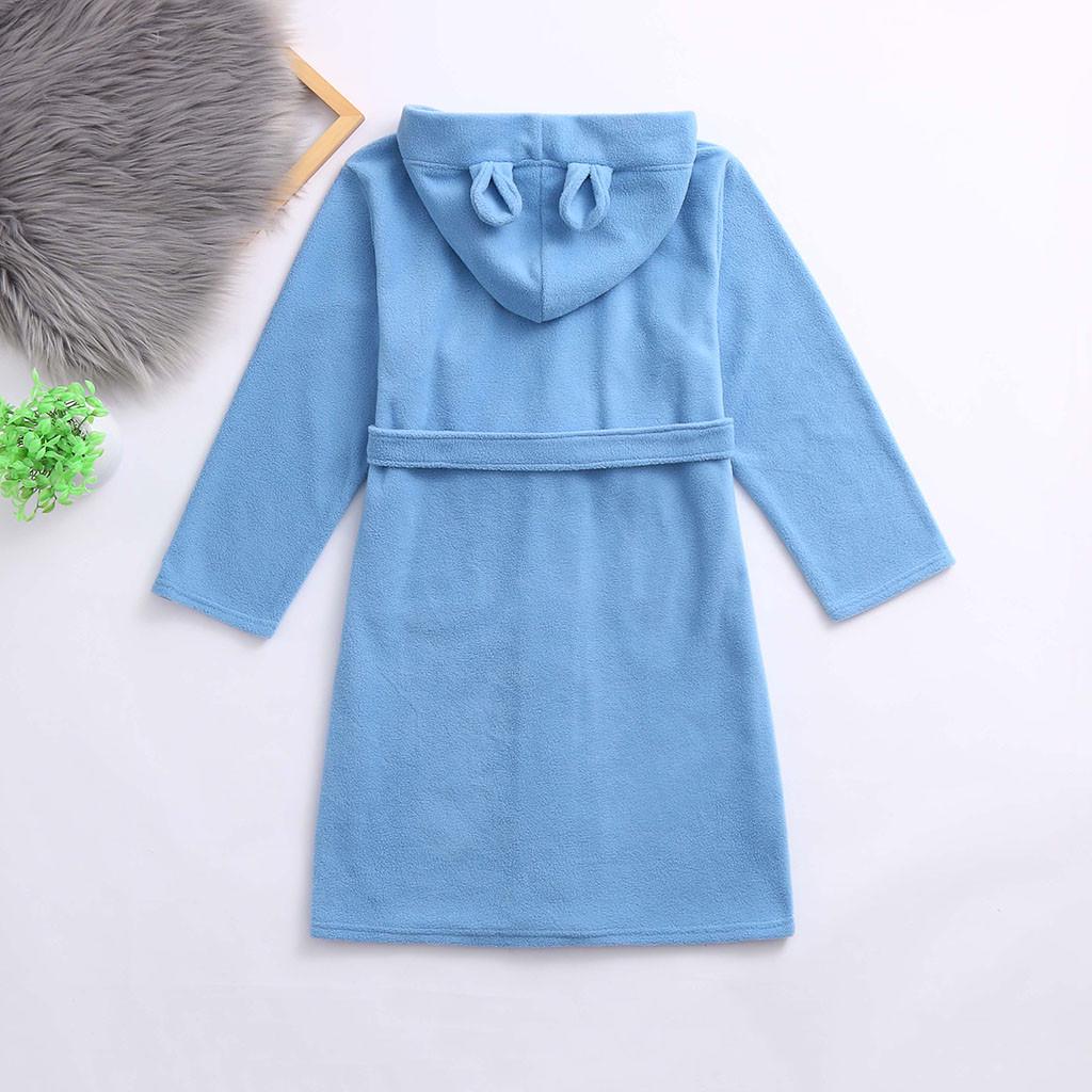 BL Toddler Boys&Girls Solid Hooded Flannel Bathrobes Towel Night-Gown ...