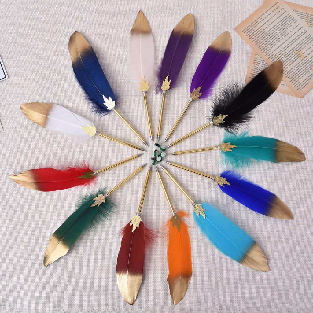 Buy 1pcs Fashion Business Gift Office Ballpoint Pen Cute Feather Decor ...