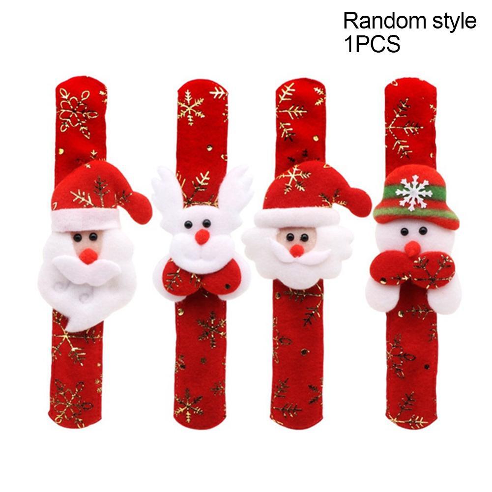 Buy 1/4pcs Random Christmas Clap Circle Toys Cartoon Plush Elk Bracelet ...