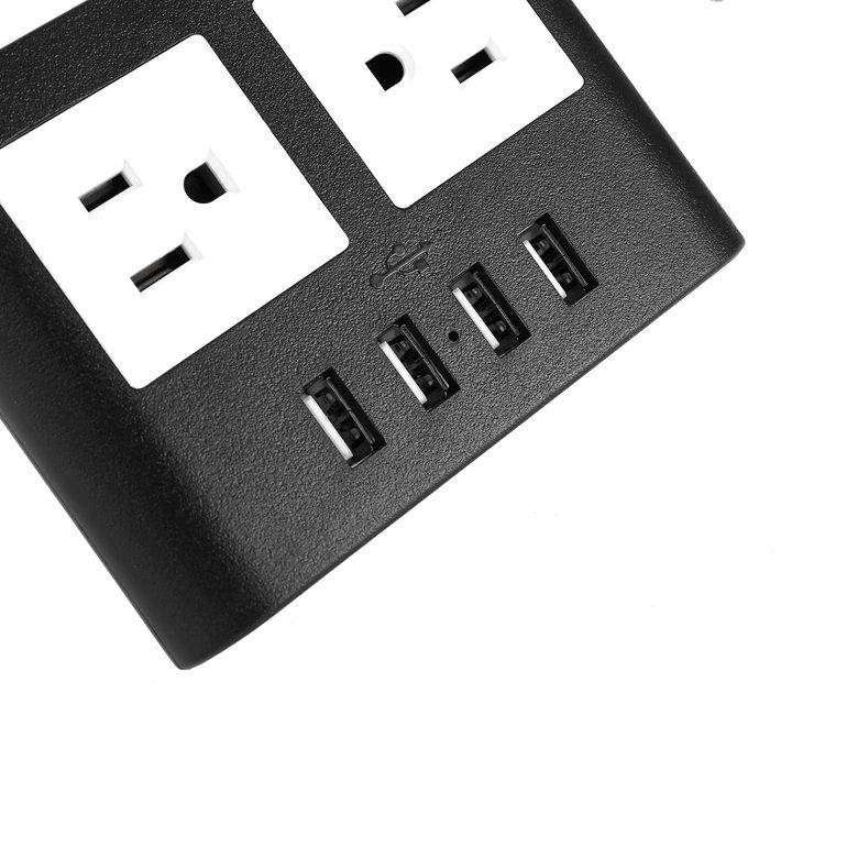 ABC 6 Outlets 4 USB Ports USB Electronic Power Strip Socket Surge ...