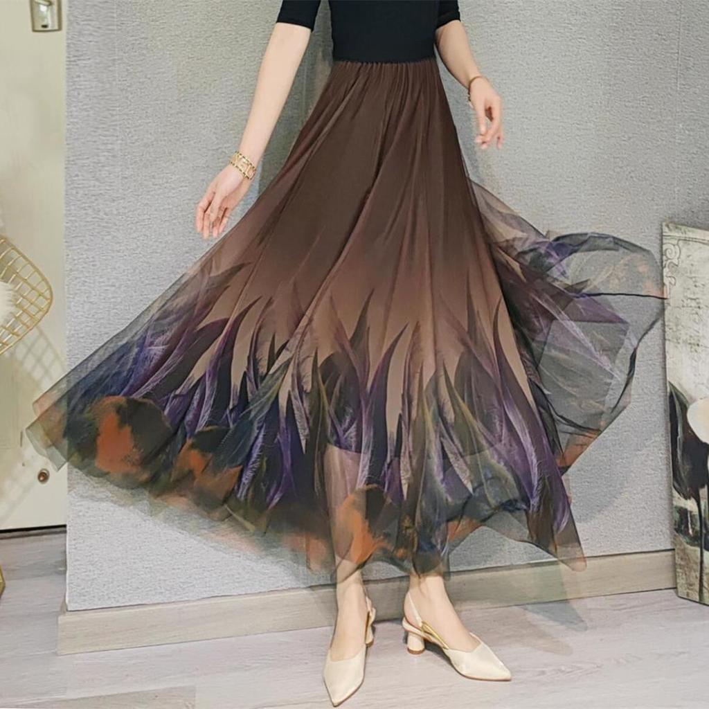 Acheter Mode d’été Femme Taille Haute Slim Mesh Jupe Plissée Demi ...