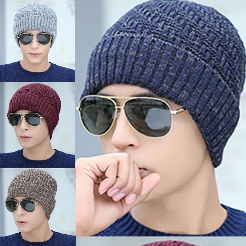 Men Korean Version Hat Male Korean Version Knitted Keep Warm Solid ...
