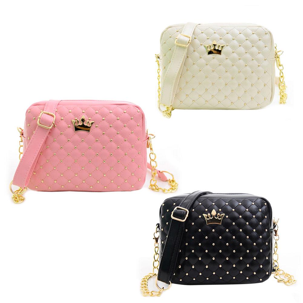 Buy Women Fashion PU Leather Crown Handbag Shoulder Bag Messenger Chain ...